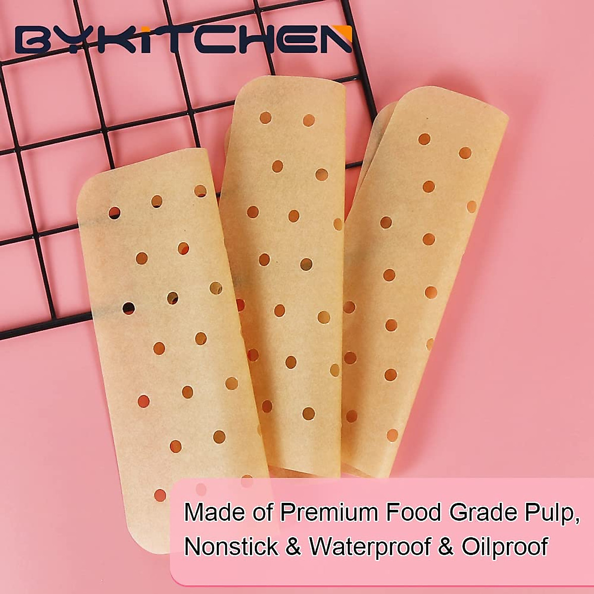 BYKITCHEN Parchment Paper for DZ201 Dual Air Fryer, Unbleached Small Rectangle Perforated Double Air Fryer Liners for Ninja Dual Basket, Ninja Dual Air Fryer Accessories(Set of 100)