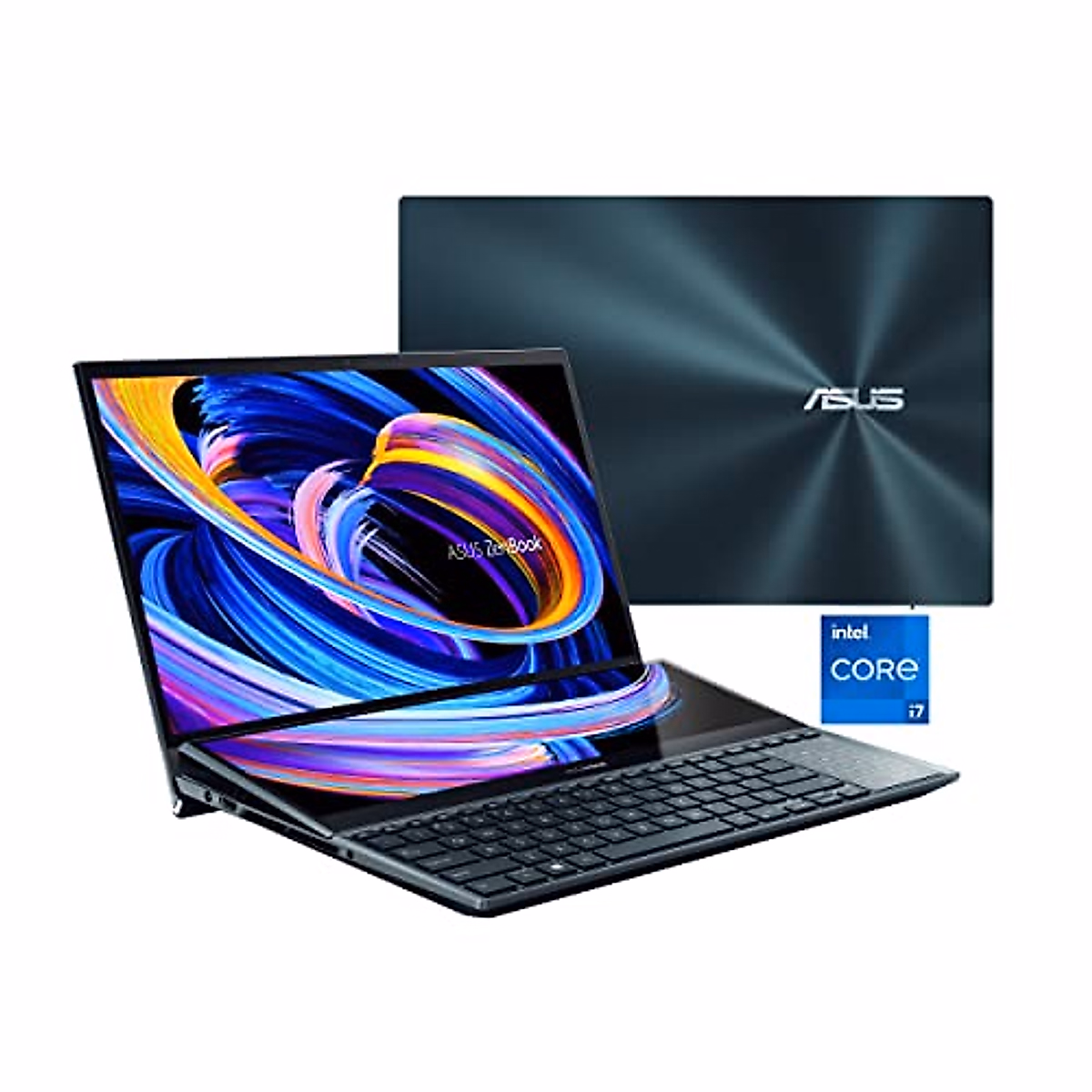 ASUS ZenBook Pro Duo 15 UX582 Laptop, 15.6” OLED 4K Touch Display, i7-12700H, 16GB, 1TB, GeForce RTX 3060, ScreenPad Plus, Windows 11 Home, Celestial Blue, UX582ZM-AS76T