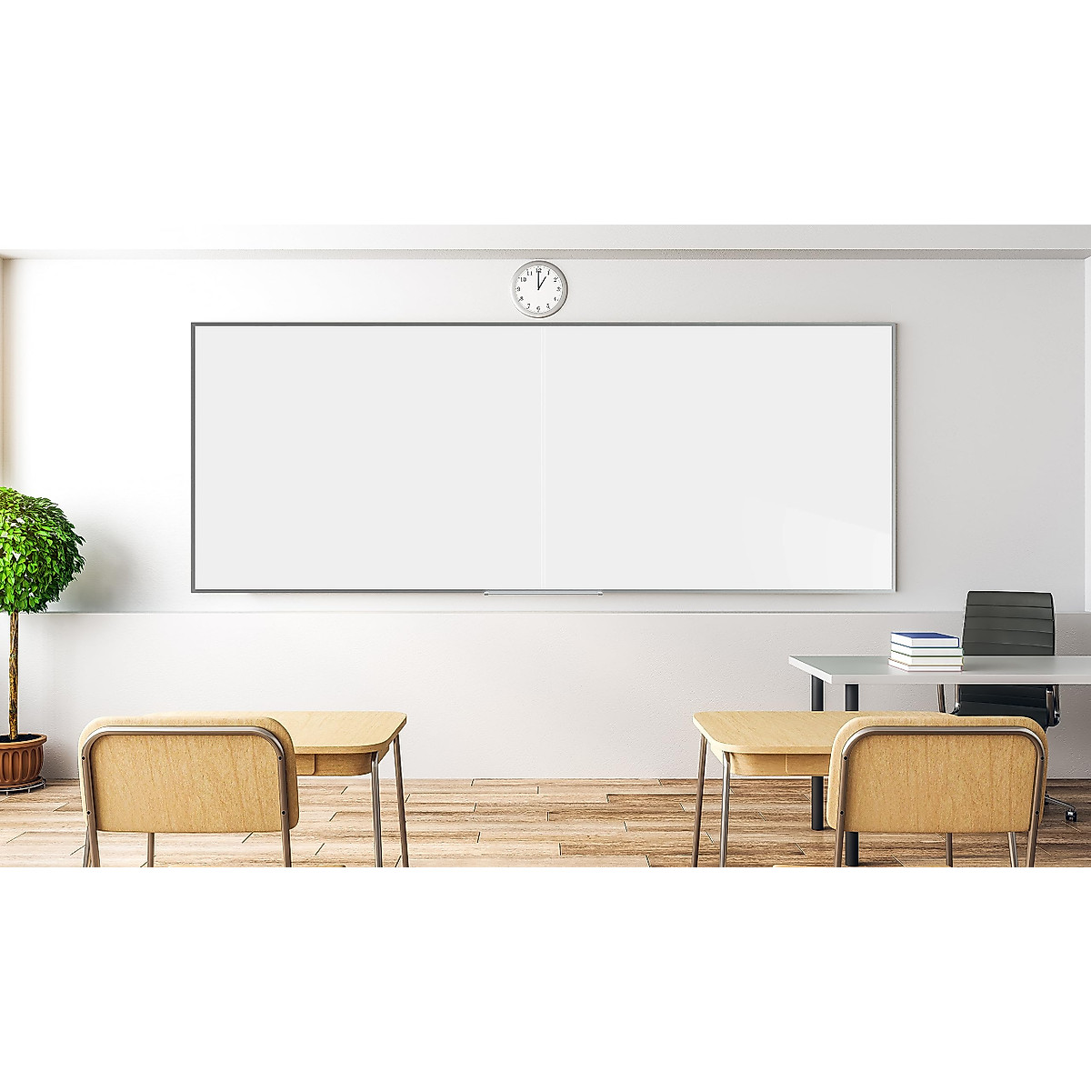 Ghent 4 x 12 Porcelain Magnetic Whiteboard, Aluminum Frame, 1 Marker, 1 Eraser, Made in The USA, 2 Piece Board with Joiner…