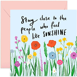 Old English Co. Friendship Sunshine Birthday Card - Cute Flower Female Card for Best Friend | Happy Floral Gift for Ladies, BFF, Her | Blank Inside & Envelope Included