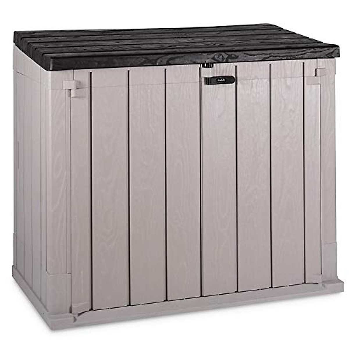 Toomax Stora Way All-Weather Outdoor Horizontal 4.25' x 2.5' Storage Shed Cabinet for Trash Can, Garden Tools, & Yard Equipment, Taupe Gray/Anthracite