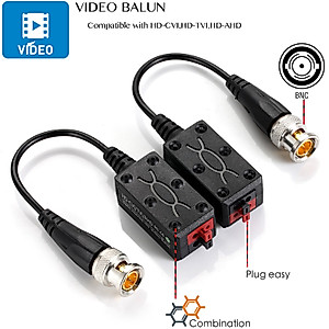 VIMVIP [Upgraded 4 Pairs Split Joint Mini CCTV BNC HD-CVI/TVI/AHD Passive Video Balun Transceiver
