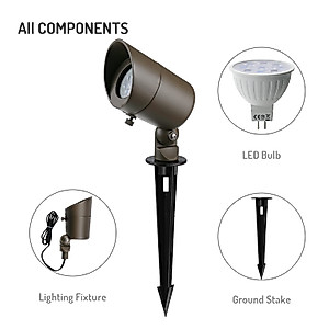 4W LED Landscape Lighting Low Voltage Landscape Lights Spotlights GL101-BZLED8 AC/DC 12V Warm White Waterproof for Driveway,Yard, Lawn,Patio,Walls,Trees,Flags,Outdoor Light (Bronze, 8 Pack)
