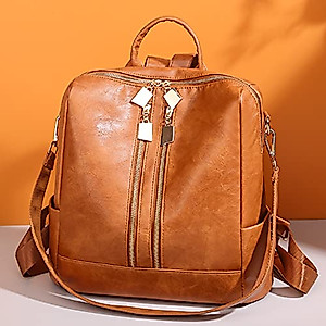 JRNDNIUO Backpack Purse for Women Leather Backpack Purse Travel Backpack Fashion Designer Ladies Shoulder Bags With Wristlets