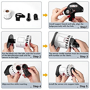 6 Rolls, MarkDomain DK-2251 Black/Red Label on White Paper Tape Compatible Label Roll Brother DK 2251 Continuous Length Replacement Labels 2.4in x 50ft with 1 Frame for QL-800, QL-810W, QL-820NWB