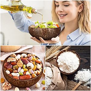 Bokon 12 Pcs Coconut Shell Bowls Polished Wooden Bowls Natural Smoothie Acai Bowls Salad Bowls for Vegan Gifts Kitchen Decorcc