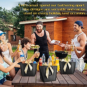 36 Pack Black Gift Bags with Handles Wedding Party Favor Paper Bags Bulk with Bow Ribbons 10.6 x 7.9 x 3.5 Inch Welcome Bags for Guests Birthday Holiday Bridesmaid Celebration