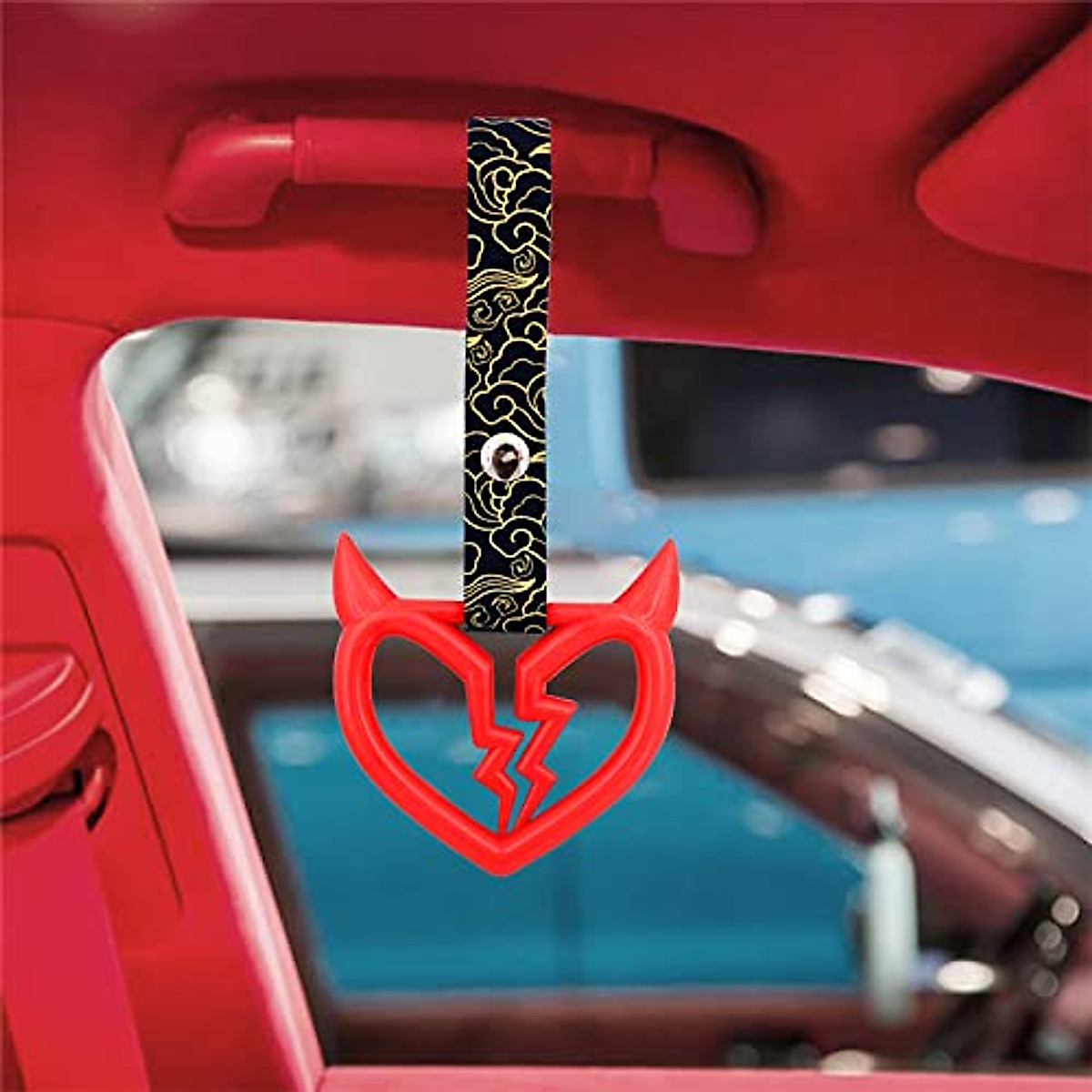 Devil Demon Broken Heart RED JDM TSURIKAWA Ring Subway Train Bus Handle Strap Charm Drift