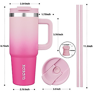 BJPKPK 30oz Stainless Steel Insulated Tumbler With Handle And Lid Straw Travel Coffee Mug Thermal Cup,Cherry Blossom