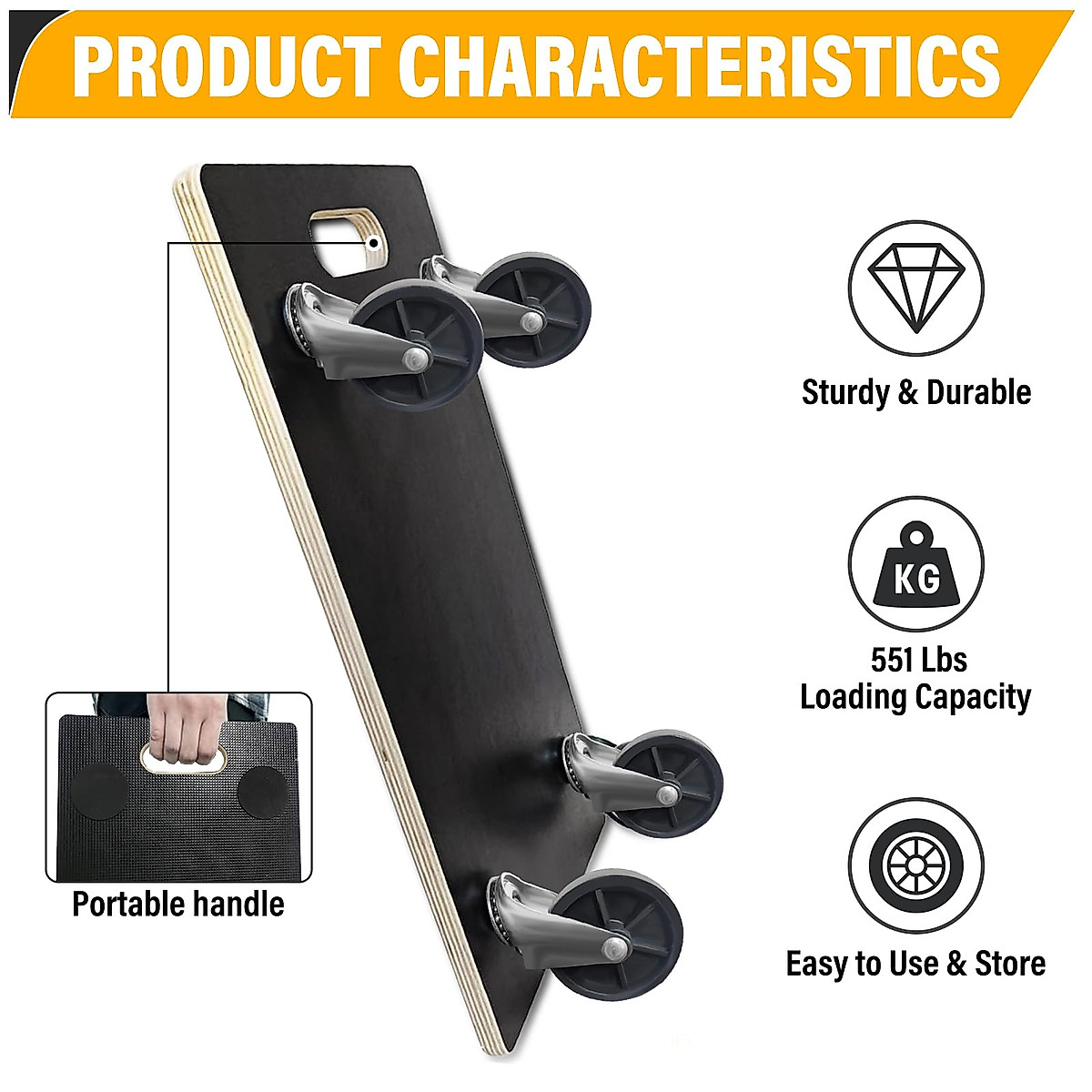 Furniture Dolly 4 Wheels Capacity Moving Dolly Heavy Duty 2 Pack Wooden Platform Dolly 551 Lbs Capacity Rectangle Multifunctional Mover Carrier for Cardboard Boxes Flower pots Sofas Furniture Pianos