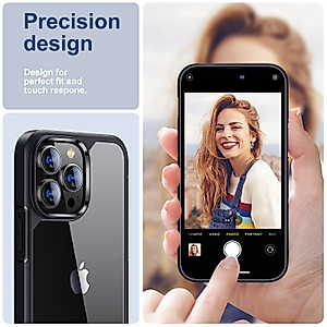 UniqueMe [5 in 1 Design for iPhone 14 Pro Max 6.7 inch Case, 2 Pack Screen Protector Tempered Glass + 2 Pack Camera Lens Protector, [Non-Yellowing] Shockproof Ultra Thin Protective Cover Clear