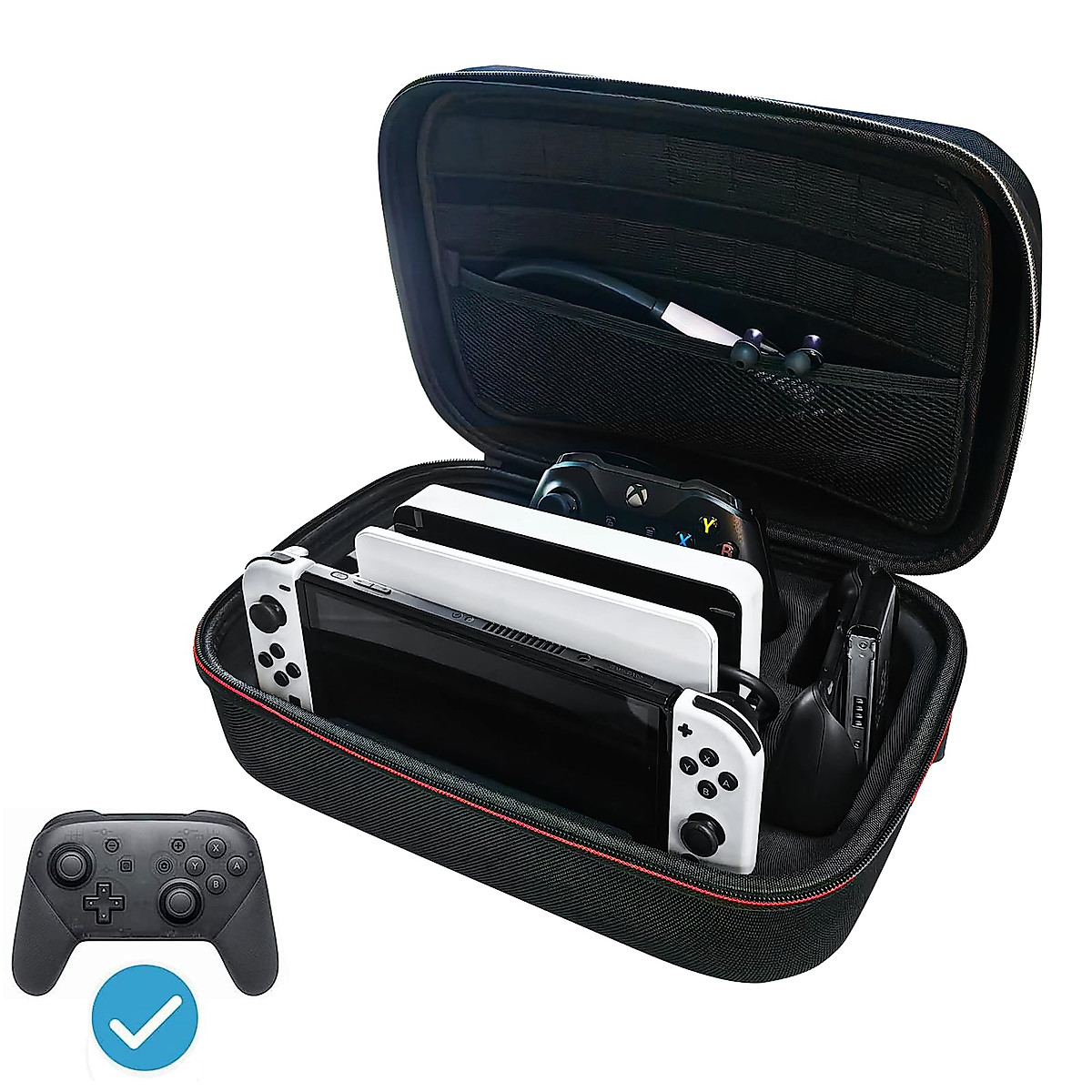 huiheleather Switch Case for Nintendo Switch and Switch OLED Model, Portable Full Protection Carrying Travel Bag with 18 Game Cards