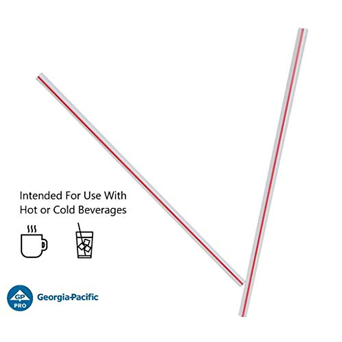 Dixie 5" Unwrapped Hollow Plastic Stirrer Straws by GP PRO (Georgia-Pacific) White/Red Stripe, HS5CC, 1 000 Count (1000 Stirrers Per Box 10 Boxes Per Case)