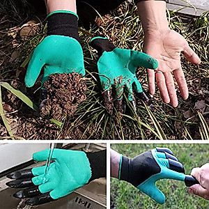 DCCPAA Garden Gloves with Claws 2 Pairs（Two Hands with Claws for Digging, Planting, Weeding, Seeding-Waterproof, Best Gardening Gifts for Men and Women-Purple
