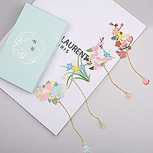 Toirxarn Metal Bookmark Flower-Themed, Gift for Reader Women/Men/Girls/Friends/Teachers. Anyone Birthday Present.(Golden Pendant Plum Blossom)