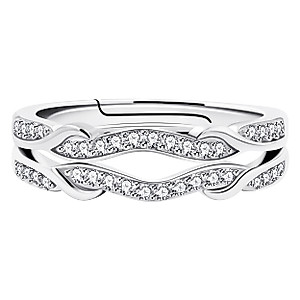 Uloveido 925 Sterling Silver 2pc Stackable Infinity Ring Enhancer for Women Wedding Engagement Anniversary Promise Rings Y1522 (Size 9)