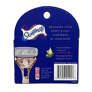 Skintimate 4-Blade Razor Refill Cartridges with Aloe and Vitamin E, 4 Count