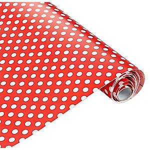 GLOW4U Self Adhesive Vinyl Red Polka Dot Contact Paper Shelf Drawer Liner Cabinets Dresser Furniture Liner Sticker Wall Crafts Decal Film 17.7X78.7 Inches