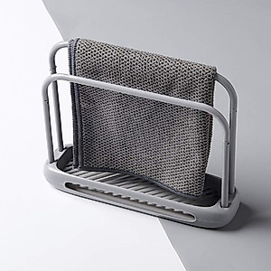 Kakalote Dishcloth Holder Rack,Detachable Towel Storage Rack,Removable Dishcloth and Sponge Drying Rack for Kitchen, Sink and Bathroom(Grey)