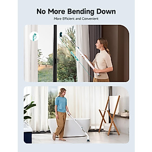 HiCOZY Electric Spin Scrubber HS1, Cordless Shower Scrubber for Cleaning with 4 Replaceable Brush Heads Adjustable Extension Handle, IPX7 Waterproof Cleaning Brush for Bathroom Floor Dark Green