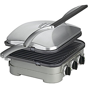 Cuisinart 5-in-1 Grill Griddler Panini Maker Bundle with Waffle Attachment (GR-4N) - Includes Grill and Waffle Plates