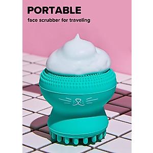 I Dew Care Cleansing Tool - Pawfect Face Scrubber | 3-in-1 Cute Silicone Pore Cleanser, Exfoliator, and Massager with Sponge