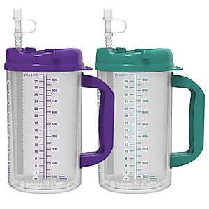 32 oz Whirley Insulated Travel Mugs Teal & Purple