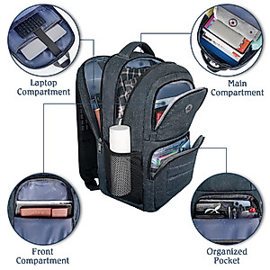 MATEIN Lightweight Backpack for Travel, Anti Theft 15.6 inch Laptop Backpack with Soft Padded Straps, Business Computer Bag with USB Charging Port Water Resistant College School Bookbag for Men Women