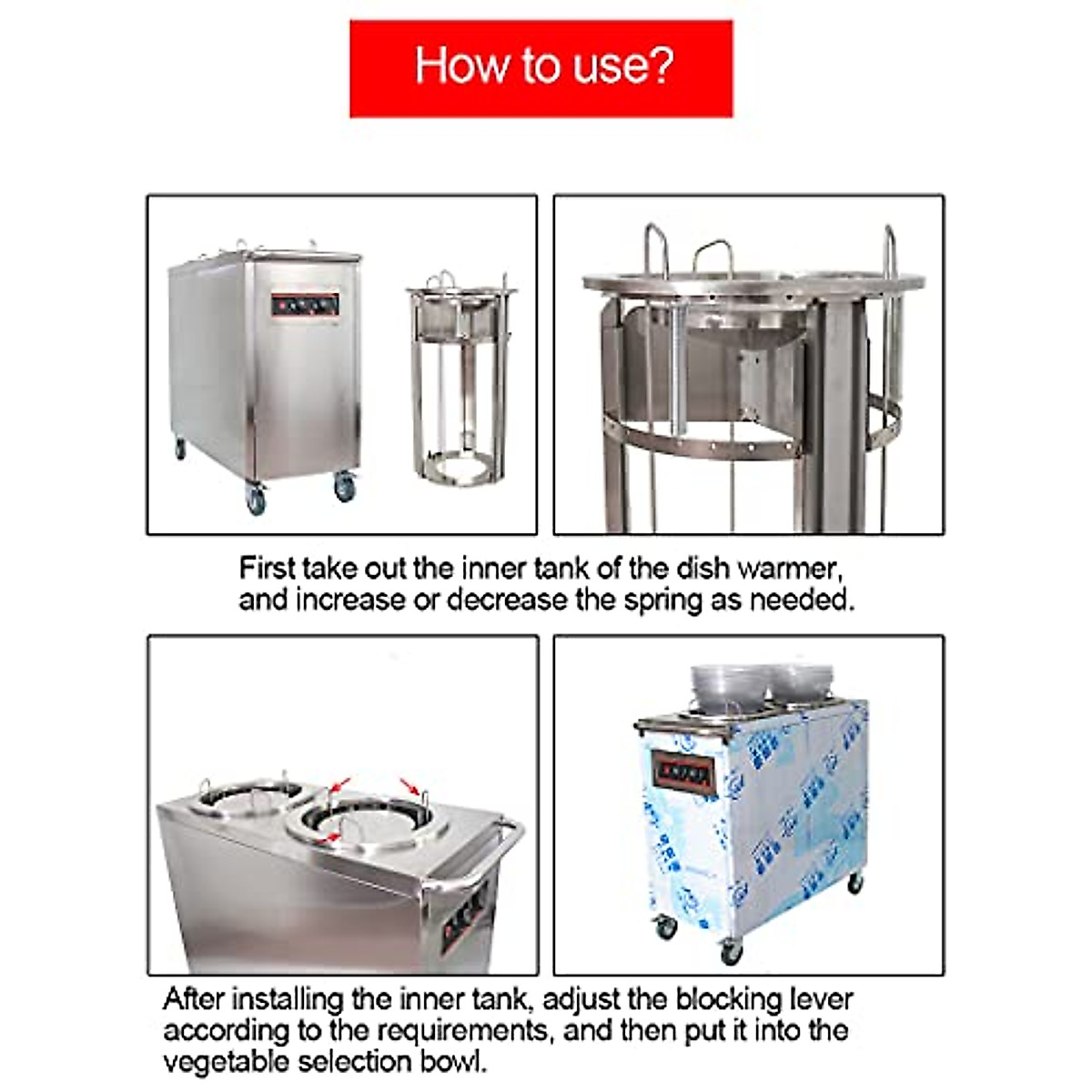 MNSSRN Stainless Steel Tableware Heater, Single Head Dish Warmer Tableware Plate Heating Commercial Equipment Restaurant Electric Food Warmer Set Container