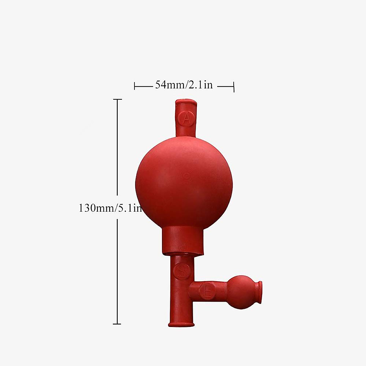 LabZhang 2 pcs Lab Pipette Filler Bulb 3 Valves Natural Rubber Pipets 5.4cm (2.1'') Diameter, 13cm (5.1'') Length