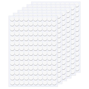 Bekecidi 6 Sheets 324pcs White Self-Adhesive Screw Hole Stickers, Plastic Screw Hole Cover Stickers Dustproof Screw Cap Covers for Wood Furniture Cabinets Screws (21mm)