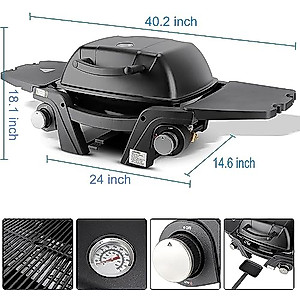 Kukoofyer 12" Outdoor Pizza Oven Kit, Red Portable Propane Gas Grill with 2-Burner