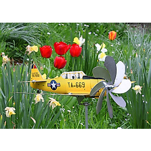 at-6 Airplane Windwheel; Propeller Turns When Windy; Stainless Steel; Garden Decoration