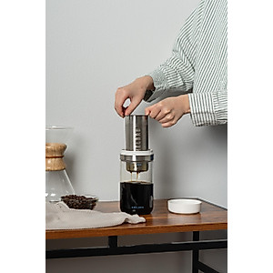 Shelbru Cold Brew Coffee Maker - 2-Piece Set w/Brewer & Carafe (Pitcher) - Reusable Stainless Steel Filter & Heavy-Duty Boroscilicate Glass - 16.9 fl oz / 500ml of Cold Brew Concentrate/Iced Coffee