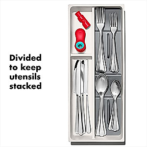 OXO Good Grips Kitchen Drawer Organizer, Compact Utensil, White