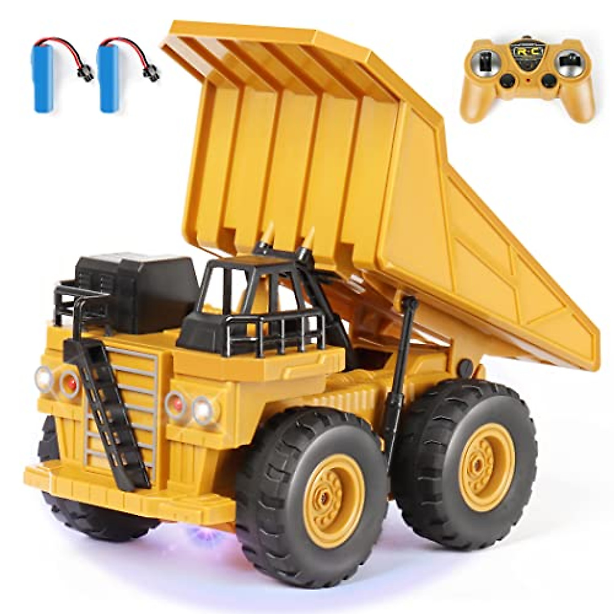 Funbud Remote Control Dump Truck for Boys Ages 6-12, RC Construction Vehicle Engineering Toys, Birthday Ideas for 7 8 9 10 11 Year Old Kids