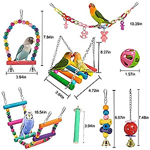 Bird Parakeet Toys,12 Pack Hanging Bell Pet Bird Cage Hammock Swing Toy Hanging Toy for Small Parakeets,Conure, Cockatiel, Mynah, Love Birds, Finches