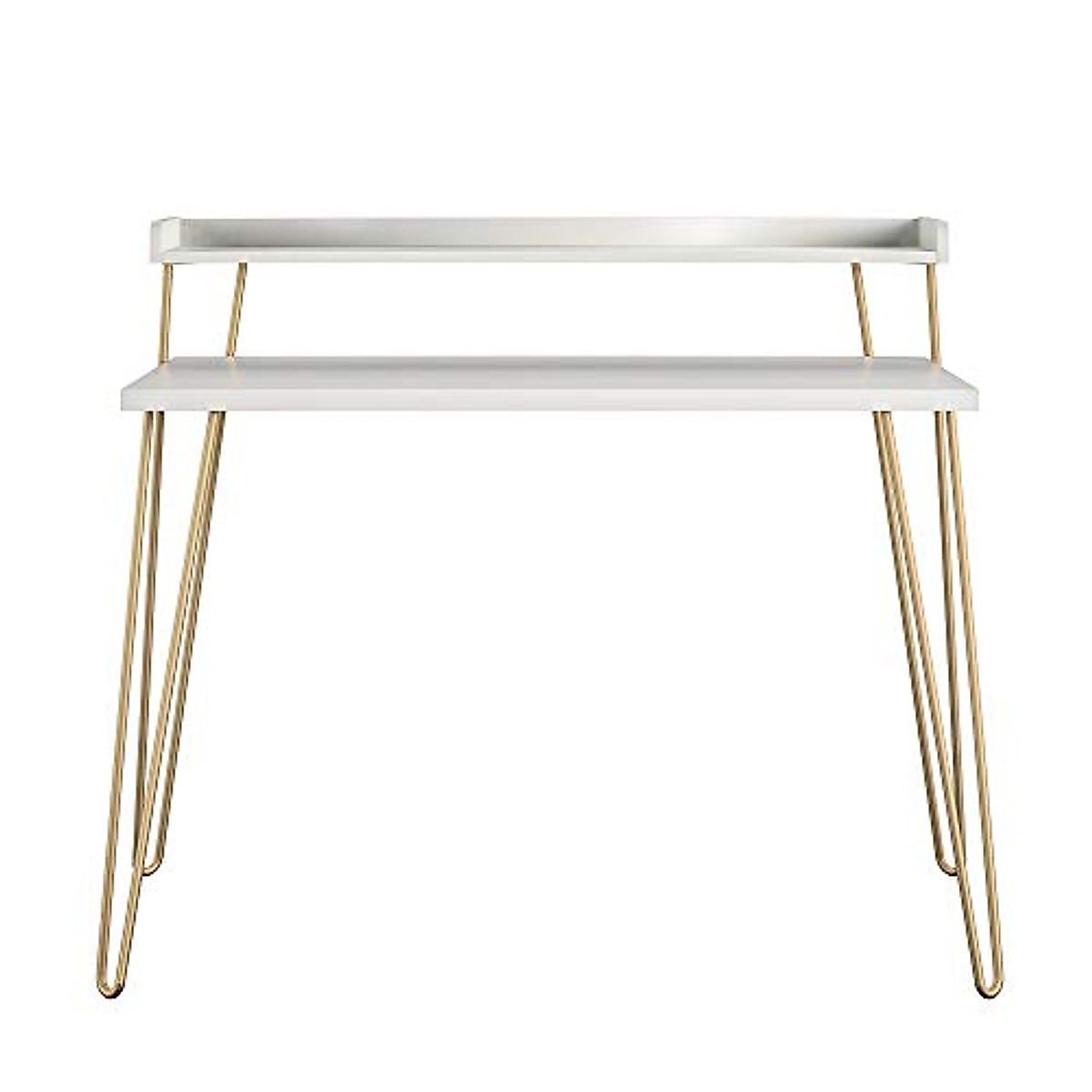 Ameriwood Home Haven Retro Riser, Desk, White with Gold Legs