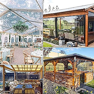 Clear Waterproof Tarp, PVC 11.8 Mil Tarpaulin with Grommets and Cable Tie, Duty Heavy Tear Resistant Cover for Camping, Plants Greenhouse, Cars, Patio and Pavilion