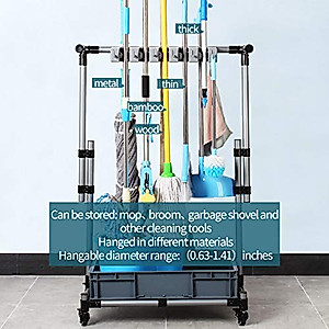 QTJH Broom and Mop Holder Put Wet Mops Movable Floor-Mounted Mop Rack Floor Standing Cleaning Tool Cart Storage for Garden Garage Schools, Hospitals, Factories, Hotels,Property Companies