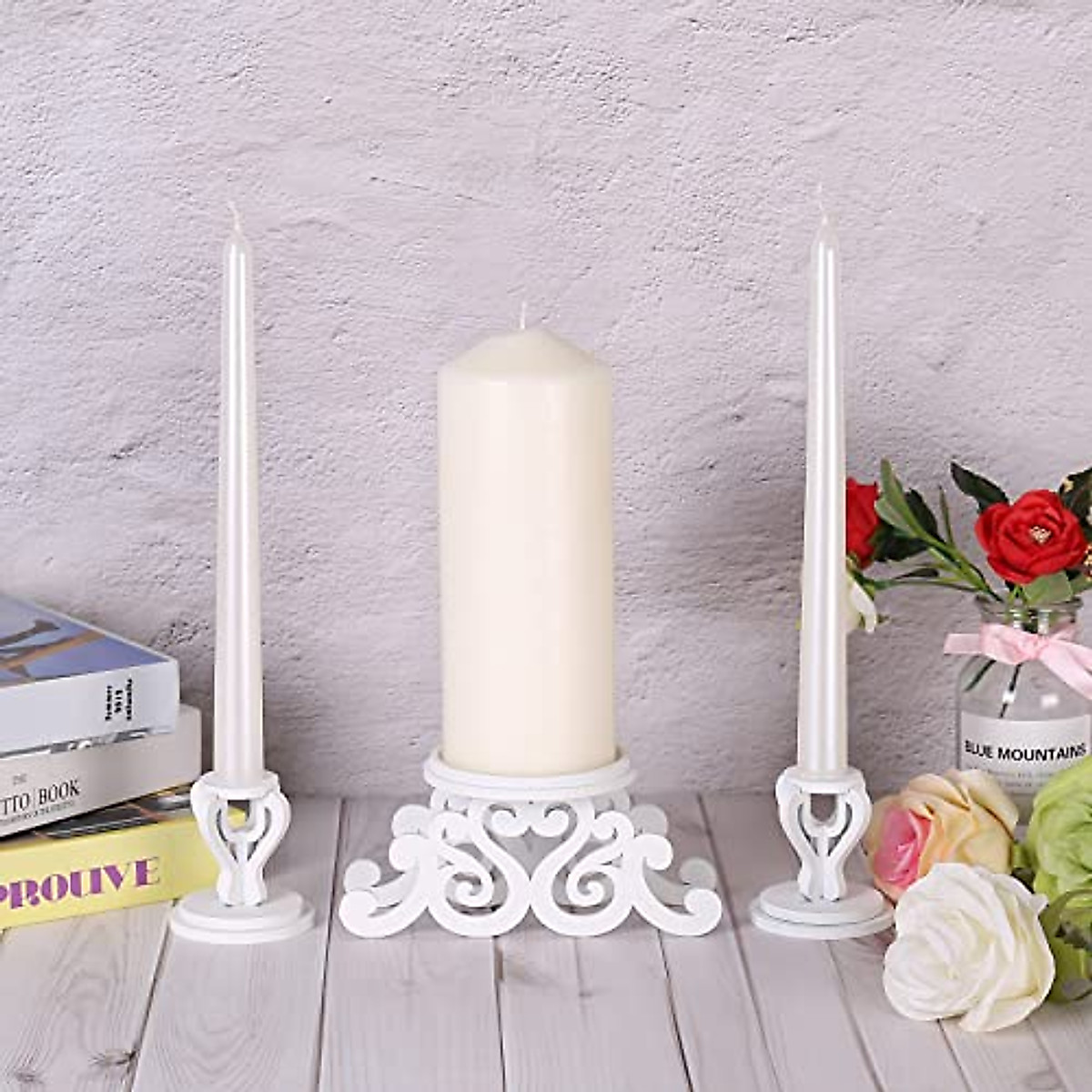 Rozrety Unity Candle Holder - Unity Candles Stand for Wedding Ceremony Set - Pillar Taper Candle Holders for Weddings Centerpiece Decoration,Bridal Shower(Candles not Include)