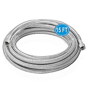 Refrigerator water line - 15 FT Premium Stainless Steel Braided Ice Maker Water Hose,Food grade PEX Inner Tube Fridge Water Line with 1/4" Fittings for Refrigerator Ice Maker
