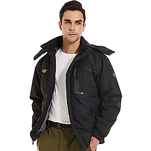 QPNGRP Mens Waterproof Ski Snowboarding Jacket Winter Windproof Snow Coat Black Large