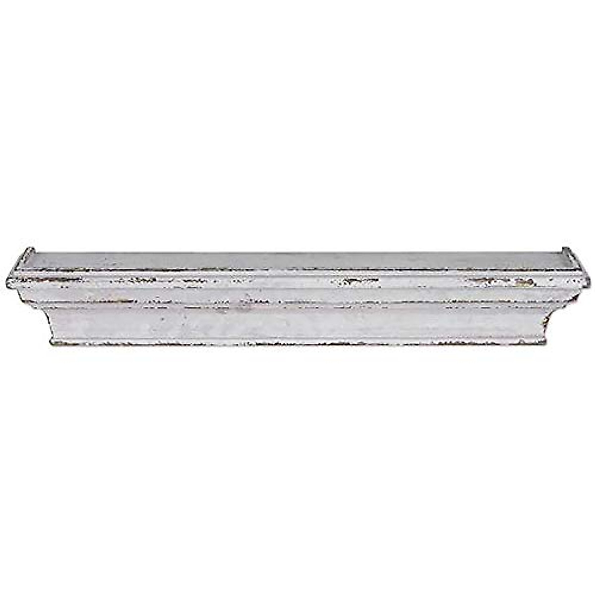 TX USA Corporation Cheyenne 36" Solid Wood Floating Wall Shelf with Raised Edges - Distressed White