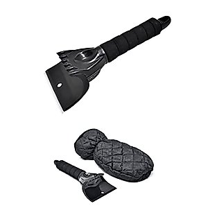 EcoNour Ice Scraper Mitt for Car Windshield + Ice Scraper for Car Windshield | Snow Remover for Cars Windshield Window | Waterproof Snow Scraper Glove with Thick Fleece Lining