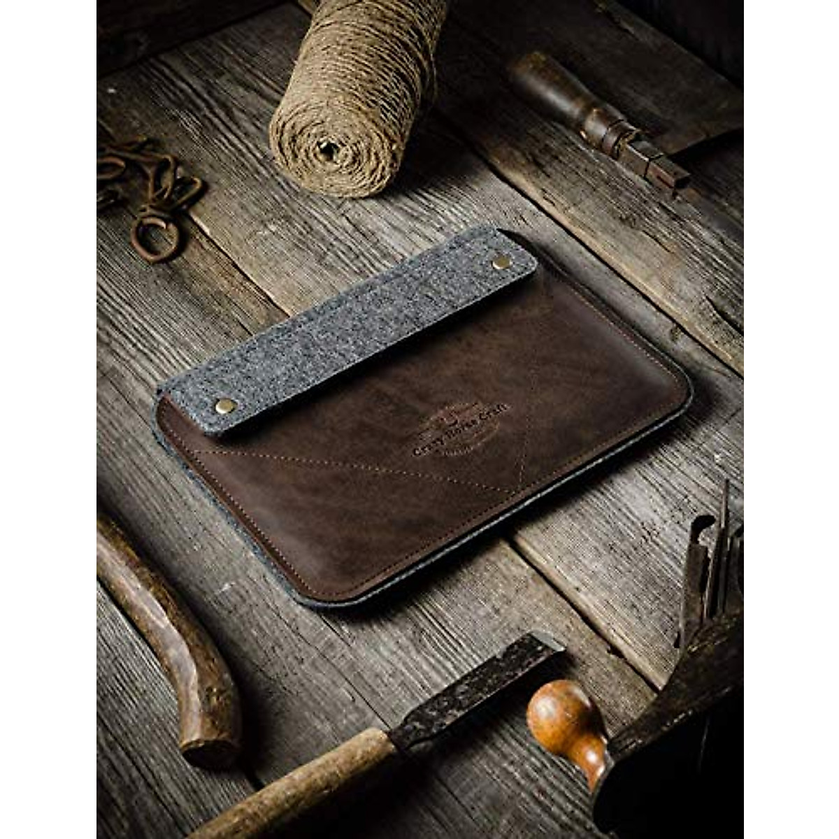 iPad Pro 12.9 inch leather case | Wood Brown, iPad Pro 11 cover, 10.2 inch sleeve, 100% wool felt, pencil holder handmade Crazy Horse leather tablet bag, NEW 2020 iPad Air 10.9 inch, Crazy Horse Craft