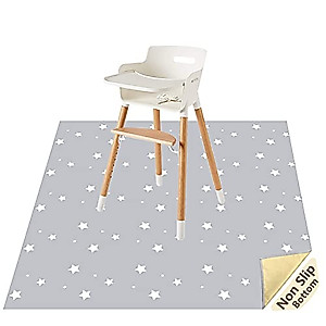 Splat Mat for Under High Chair/Arts/Crafts by CLCROBD, 51" Baby Anti-Slip Food Splash and Spill Mat for Eating Mess, Waterproof Floor Protector and Table Cloth