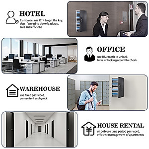 72 Key Cabinet Organizer,Metal Key Lock Box Wall Mount use OTP Technology Unlock,Fixed Password/Bluetooth Unlock, App Remotely Generates Pin Codes Without Internet,Great for Key Hook & Storage