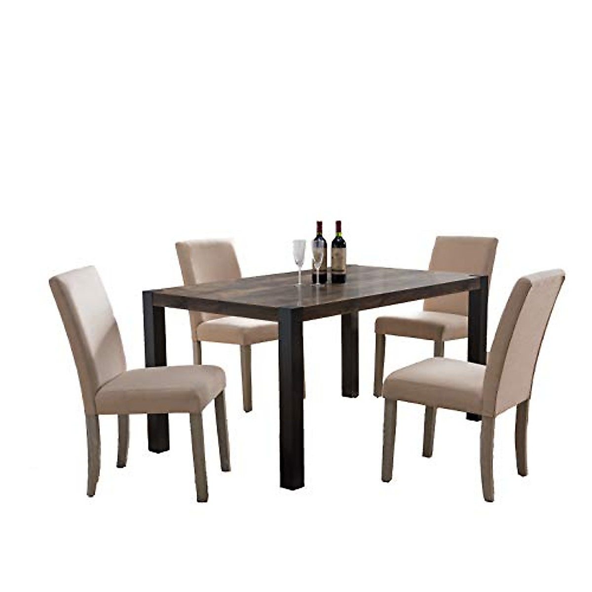 Rae Mid Century Modern Dining Table fit for 4 Finished in Distressed Wood & Black