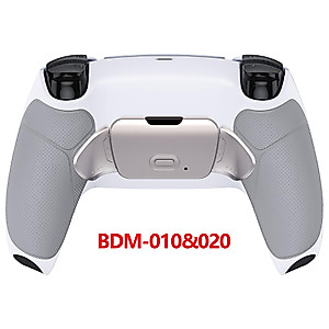 eXtremeRate Silver Real Metal Buttons (RMB) Version Rise 2.0 Remap Kit for PS5 Controller BDM-010 020 Gray Rubberized Grip Back Shell, Upgraded Programable Back Buttons Attachment for PS5 Controller